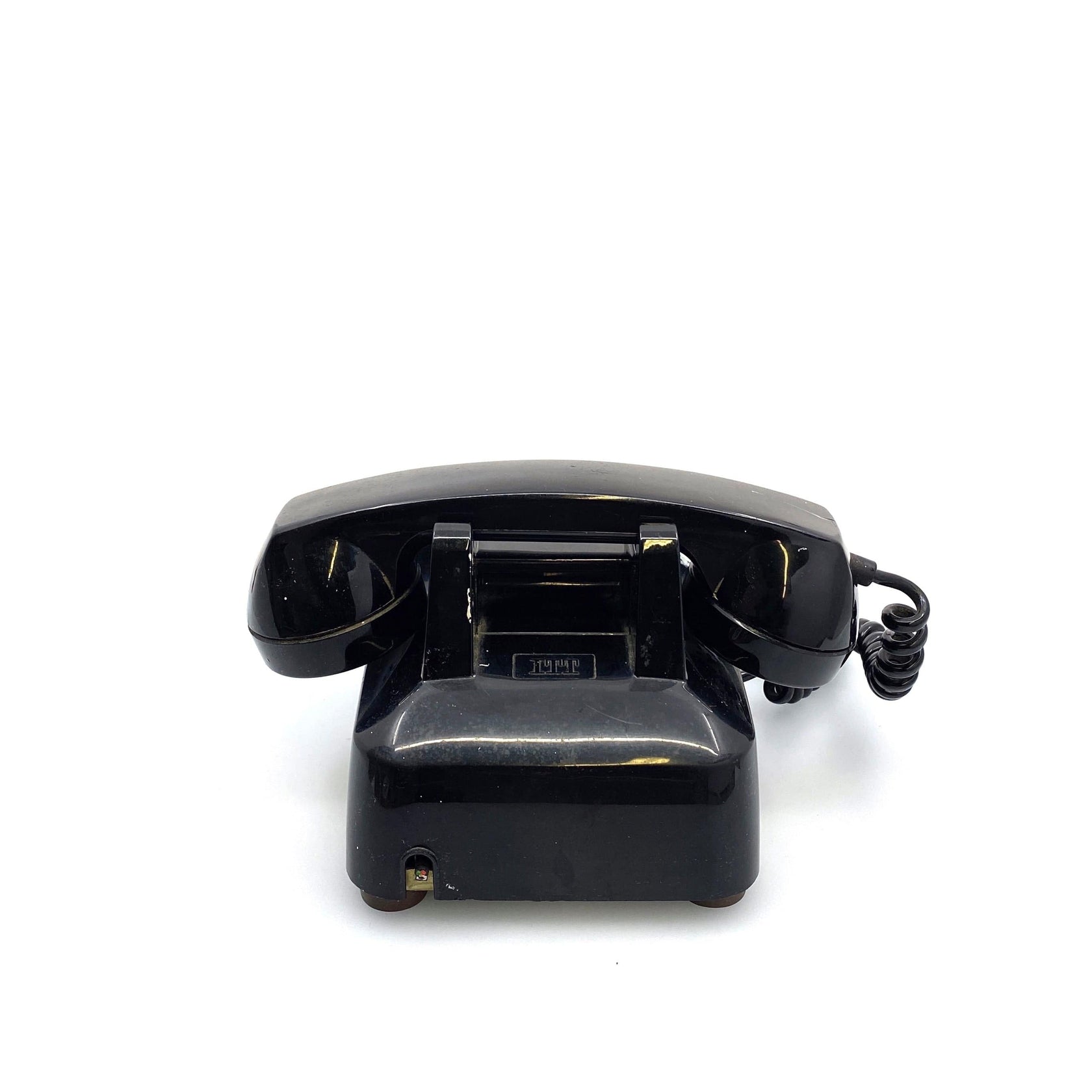 Vintage ITT Desktop Rotary Phone Black 500 Telphone Corded 1972 *FPO ...